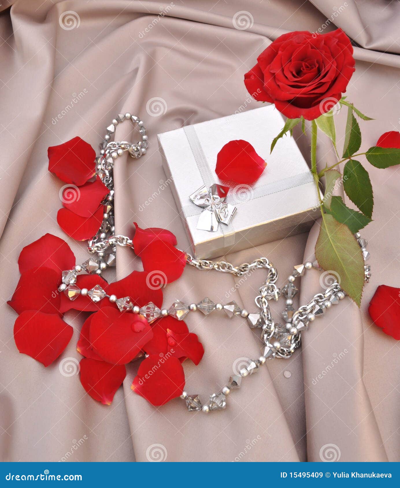 Red rose and gift stock image. Image of jewel, valentine - 15495409