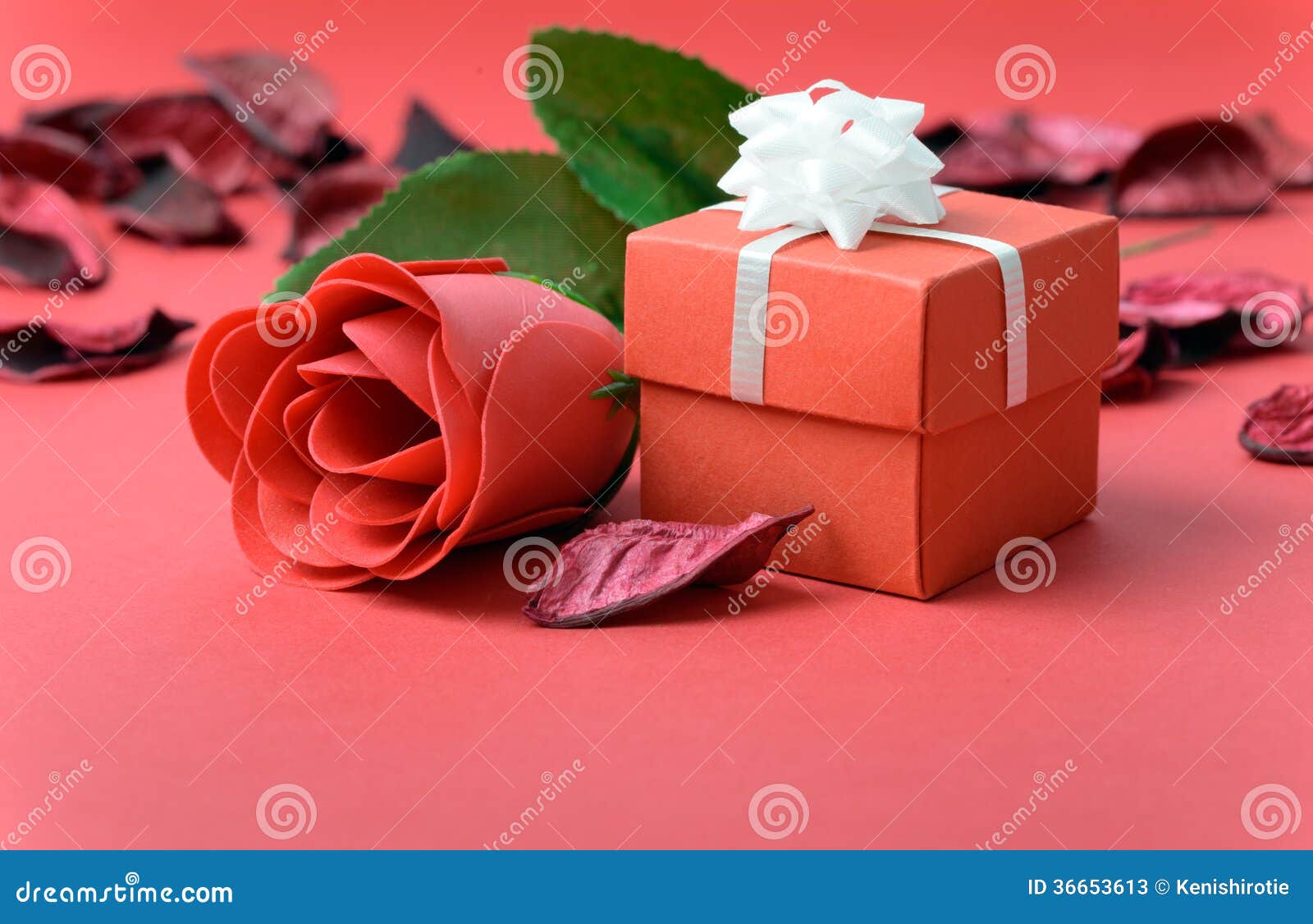 Red rose with gift box stock image. Image of celebration - 36653613