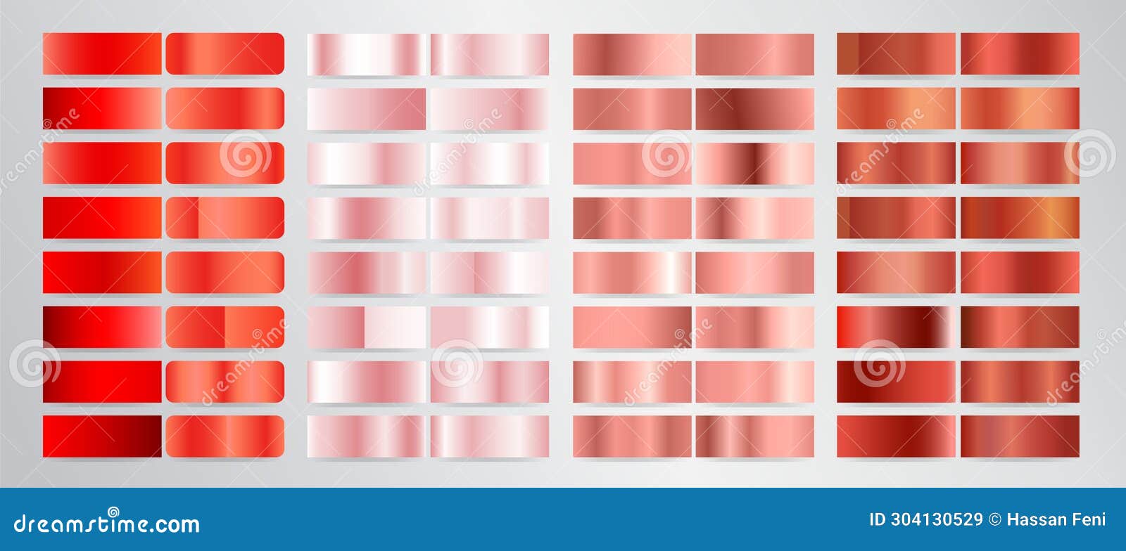 Red Rose Gold and Red Chrome Metallic Gradients Set Stock Illustration ...