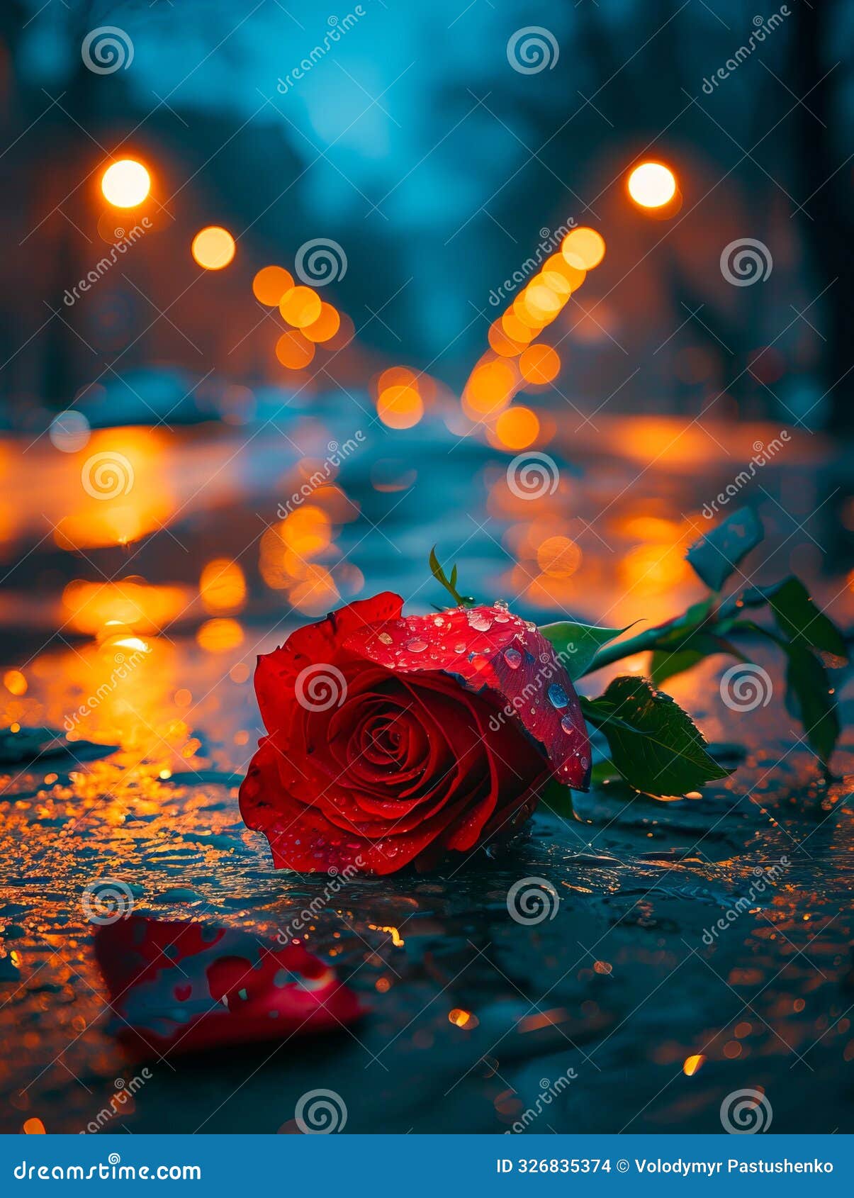 A red rose on the ground stock photo. Image of flower - 326835374