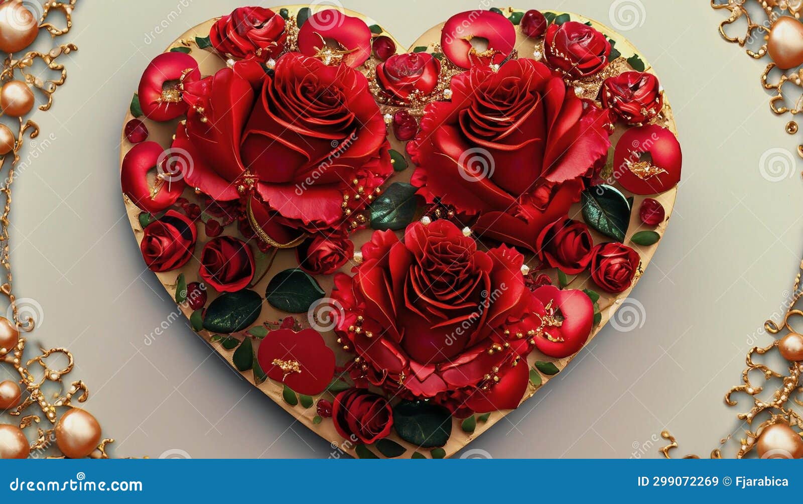 Red rose with heart stock illustration. Illustration of beauty - 299072269