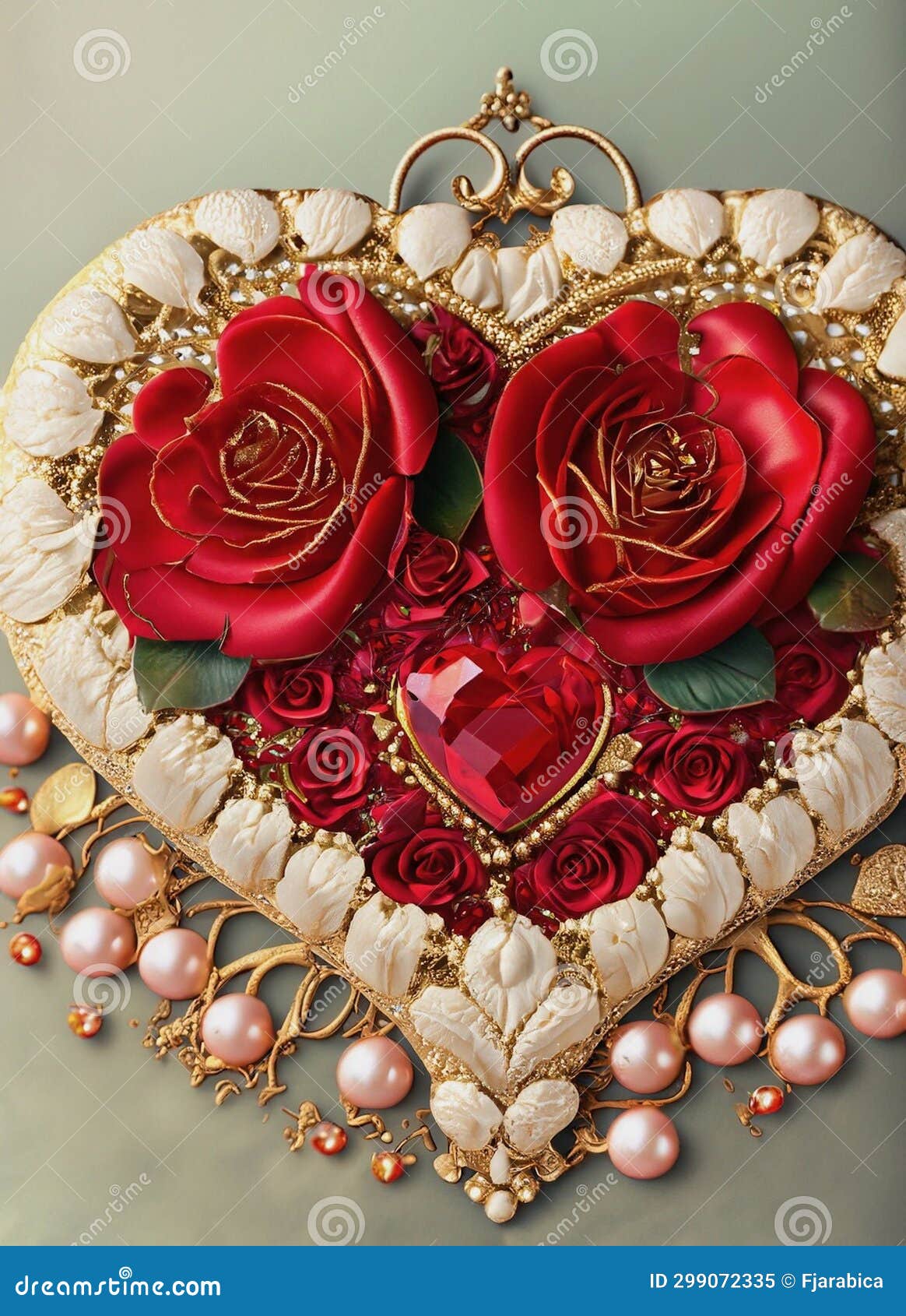 Red rose with heart stock illustration. Illustration of beauty - 299072335