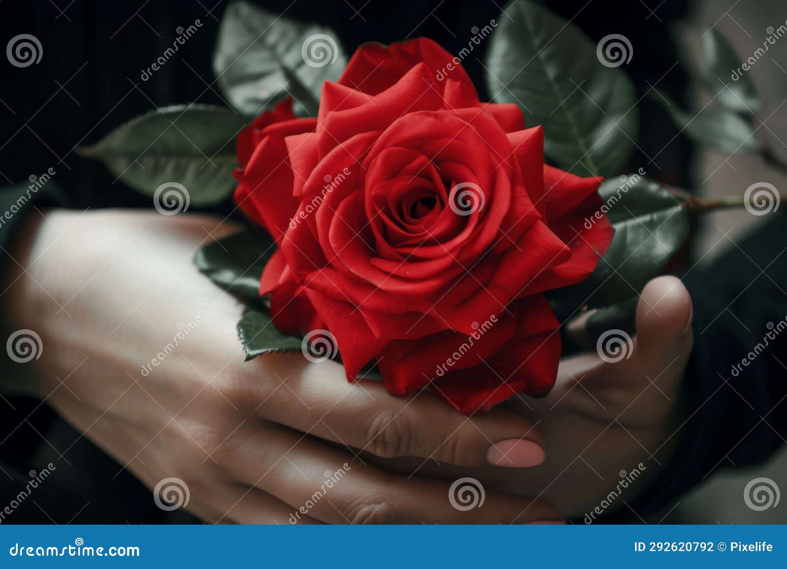 A Red Rose Held between Hands AI Generated Stock Illustration ...