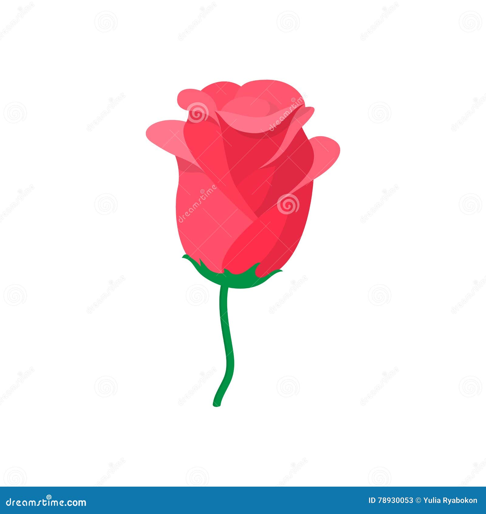 Red Rose Icon, Cartoon Style Stock Vector - Illustration of decoration ...