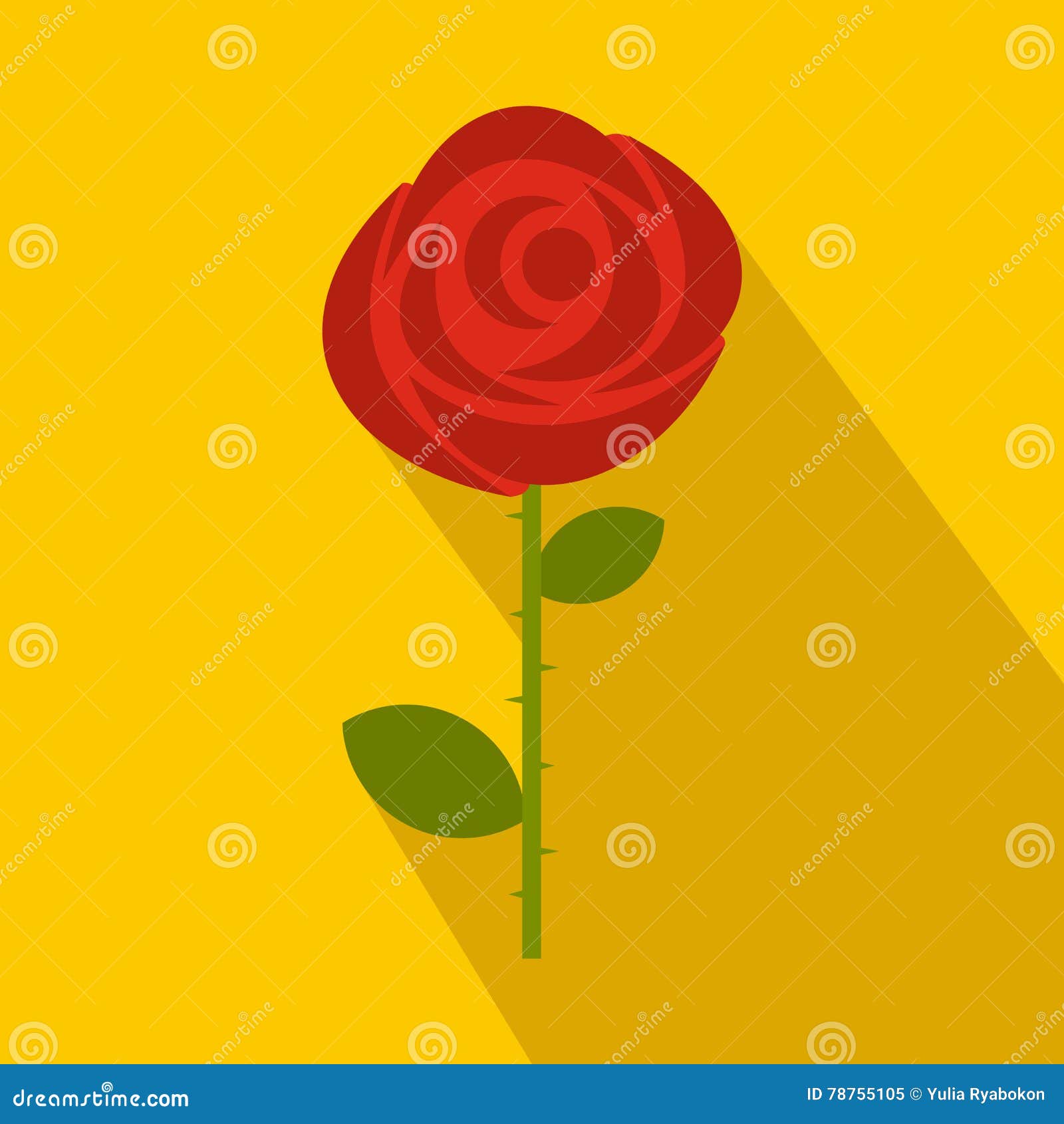 Red Rose Icon in Flat Style Stock Vector - Illustration of flat, floral ...