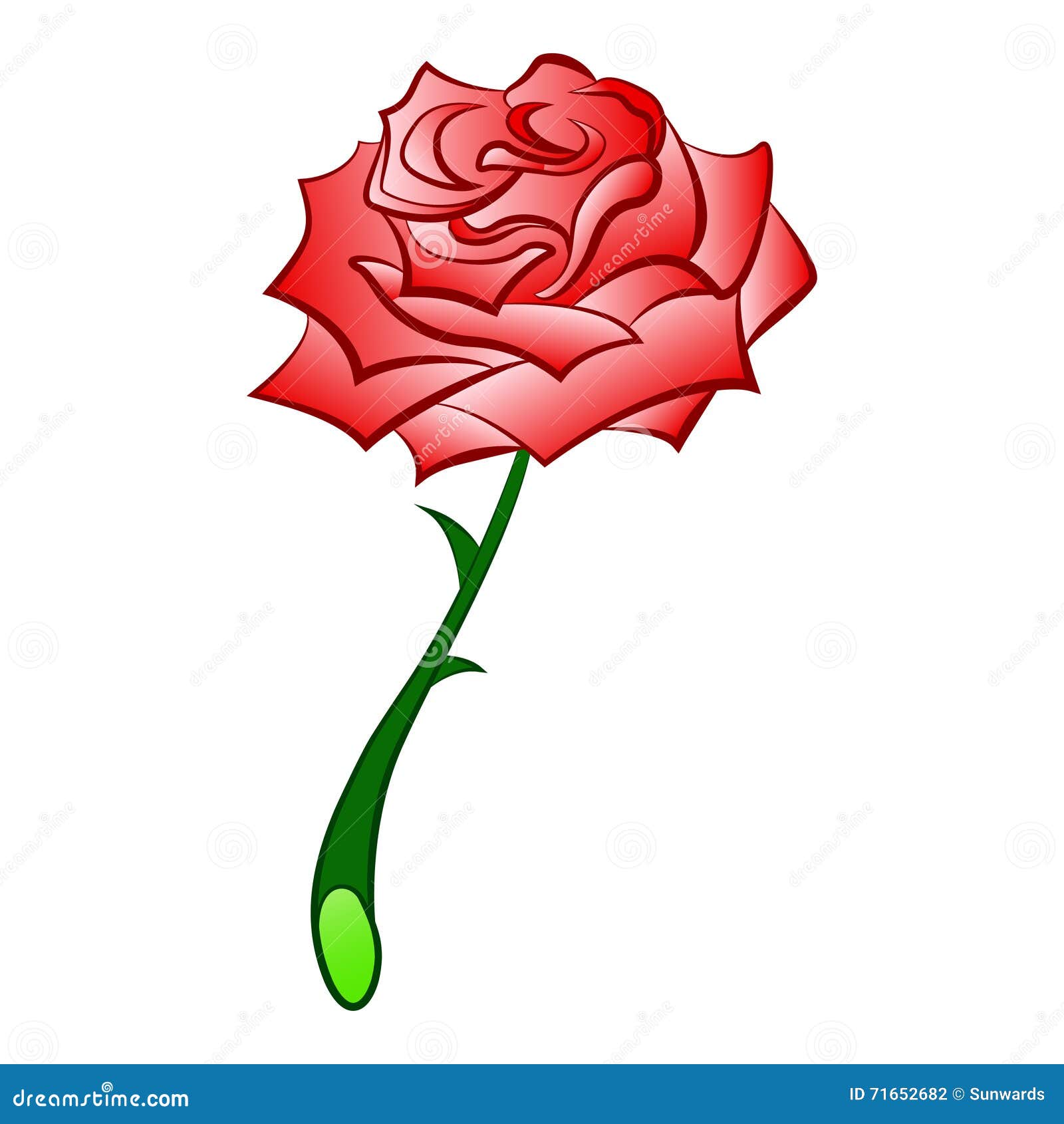 Red rose illustration stock vector. Illustration of bloom - 71652682
