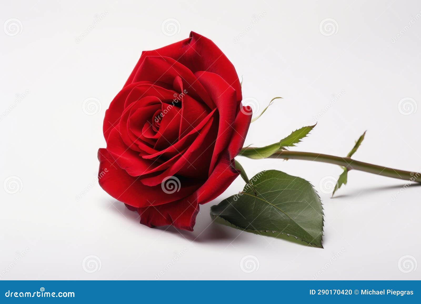 A Red Rose Isolated on White Background Stock Photo - Image of nature ...