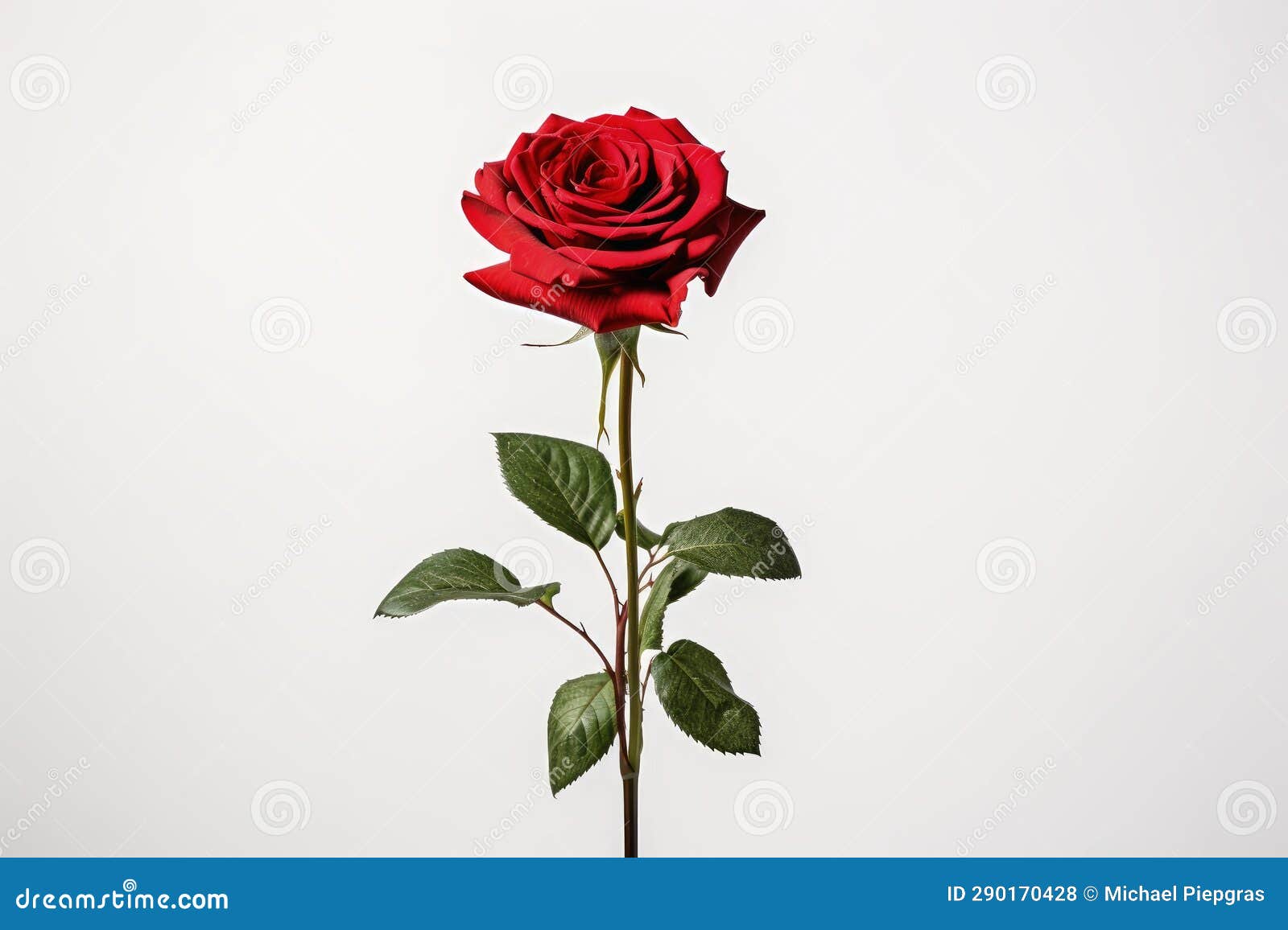 A Red Rose Isolated on White Background Stock Photo - Image of floral ...