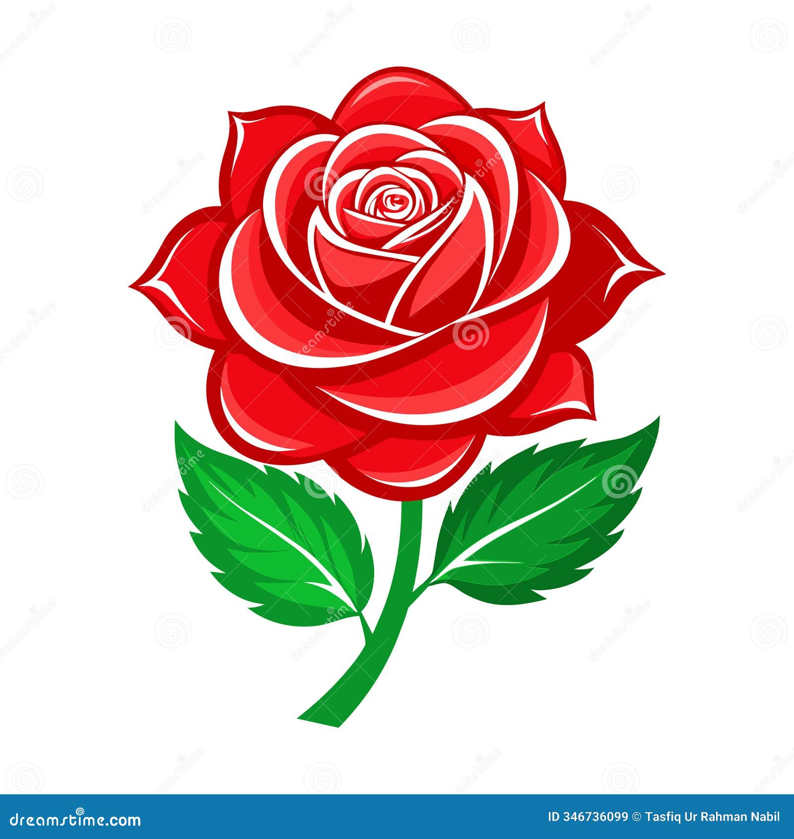 Red Rose with Leaves Vector Illustration Stock Illustration ...
