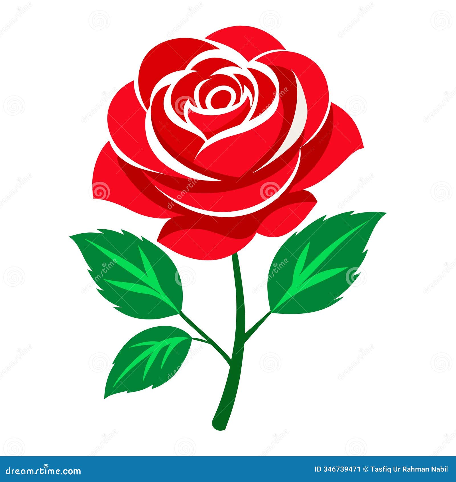 Red Rose with Leaves Vector Illustration Stock Illustration ...