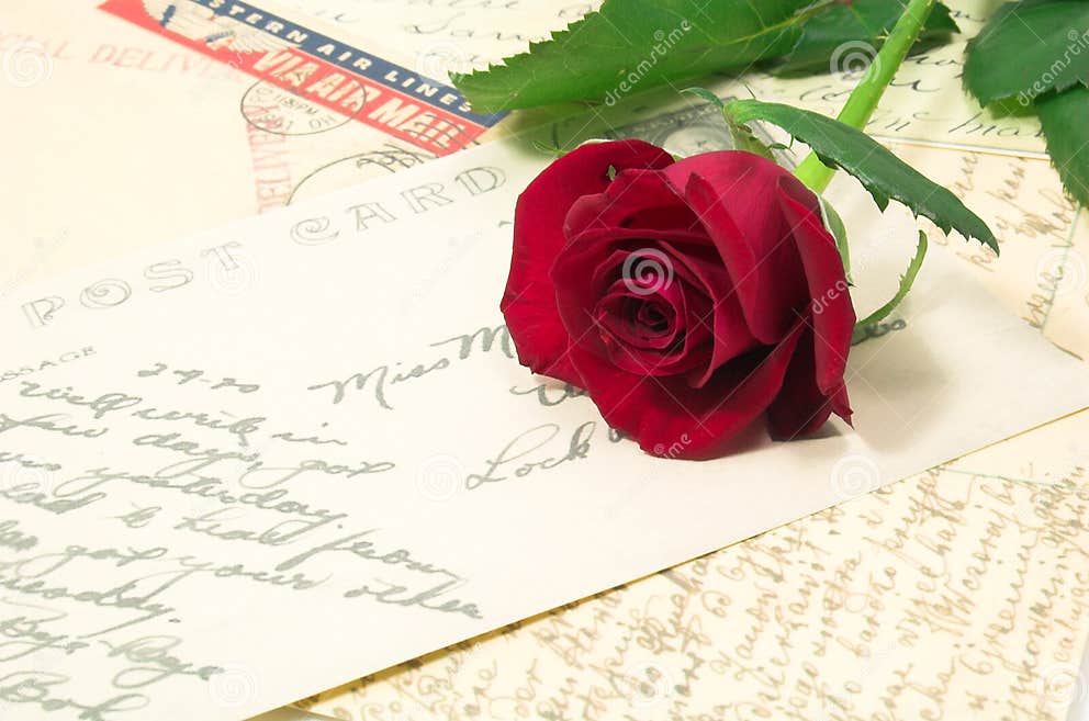Red rose and letters 2 stock photo. Image of correspond - 1321554