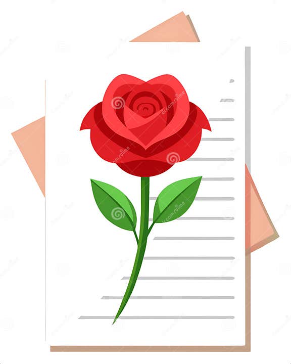 Red rose and note stock illustration. Illustration of quality - 334075759