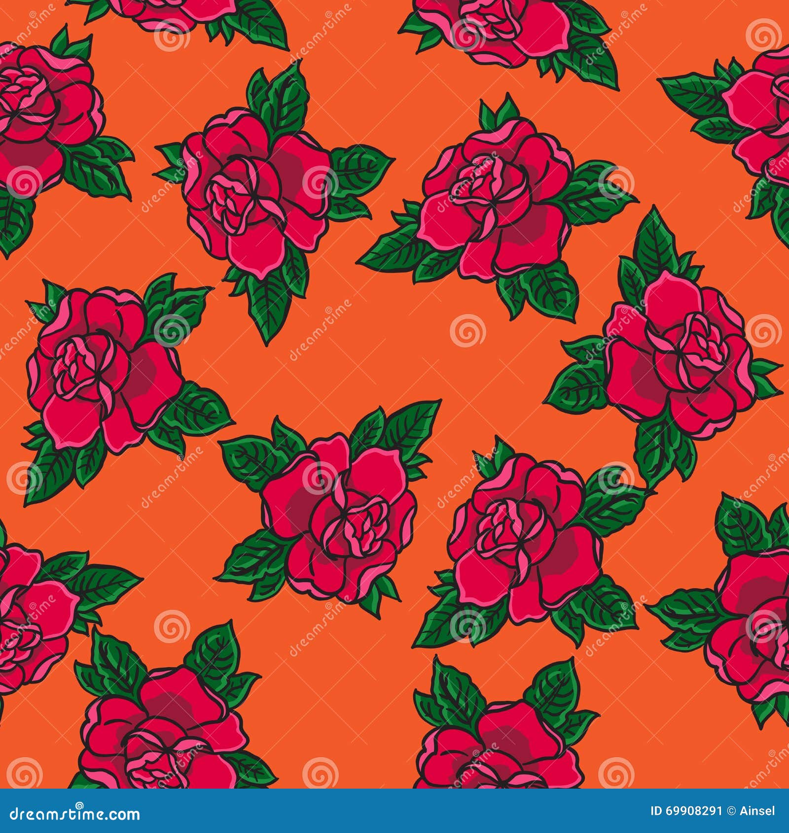 Red rose pattern stock vector. Illustration of element - 69908291