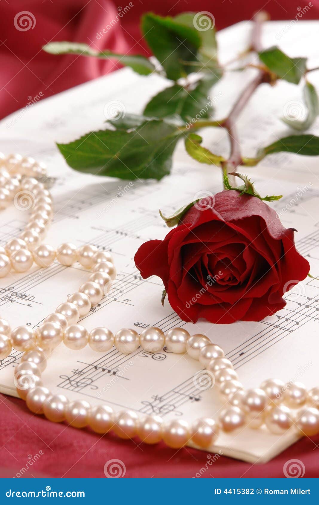 Red rose and pearls stock photo. Image of concept, pearls - 4415382