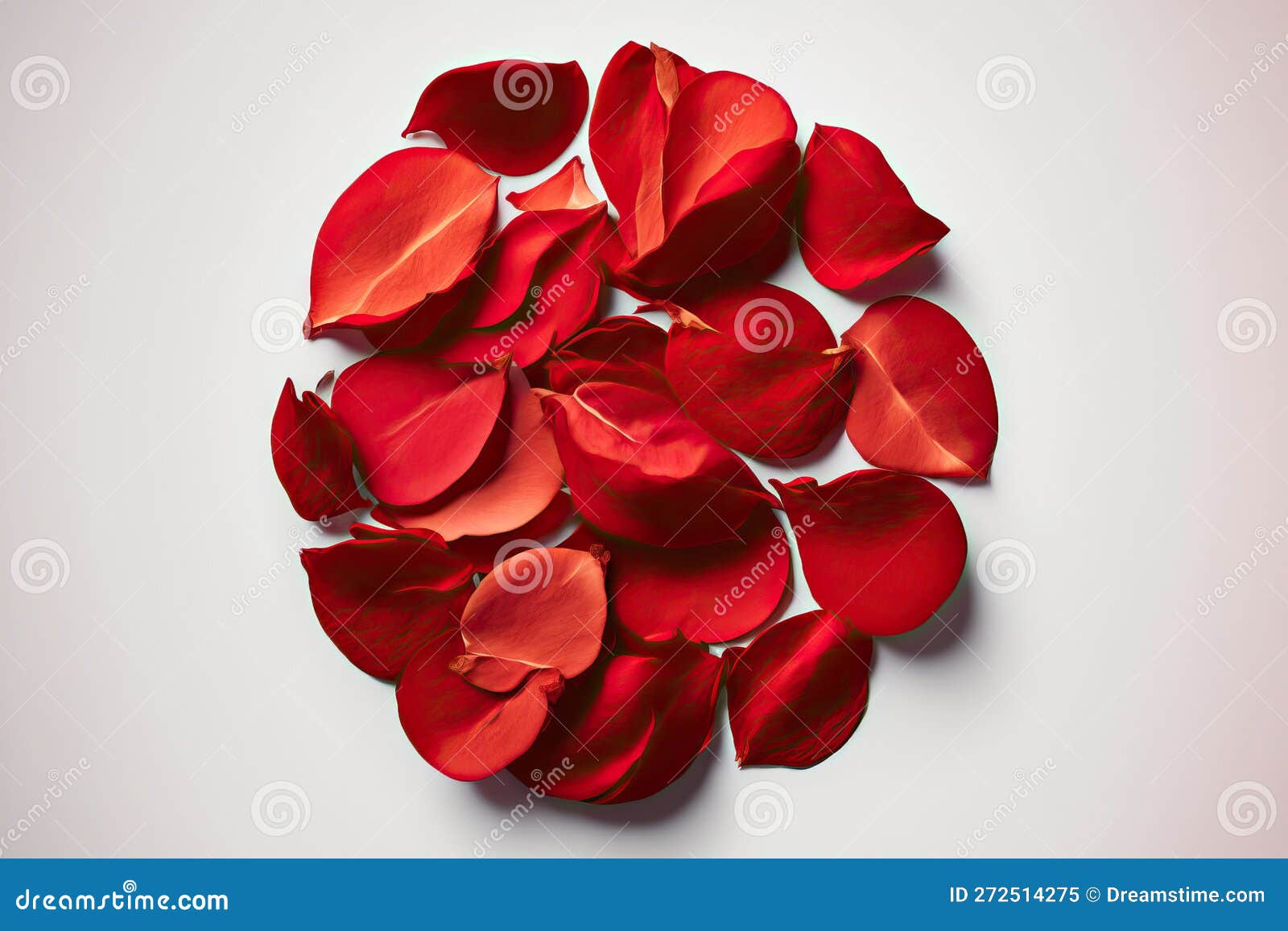 Red Rose Petals in Top View, Isolated on a White Backdrop Stock ...
