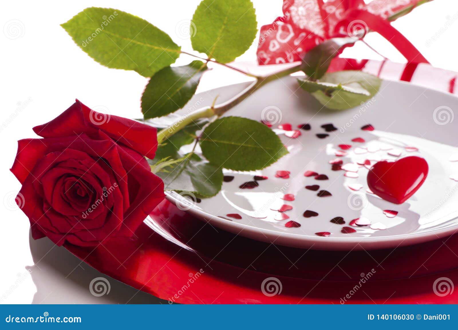 Red Rose on the Plate - White Background Stock Photo - Image of petal ...