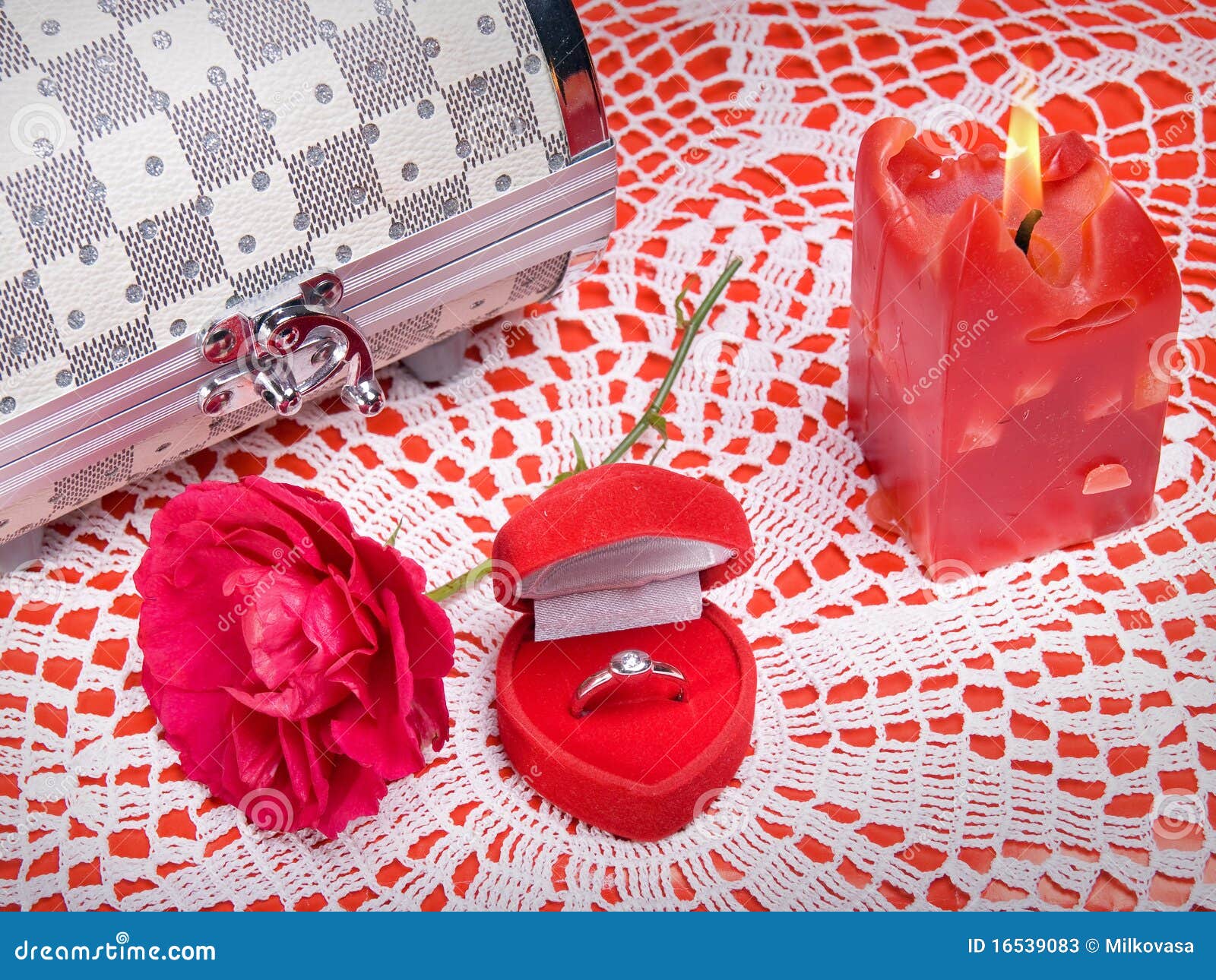 Red rose with a ring stock image. Image of marry, romantic - 16539083