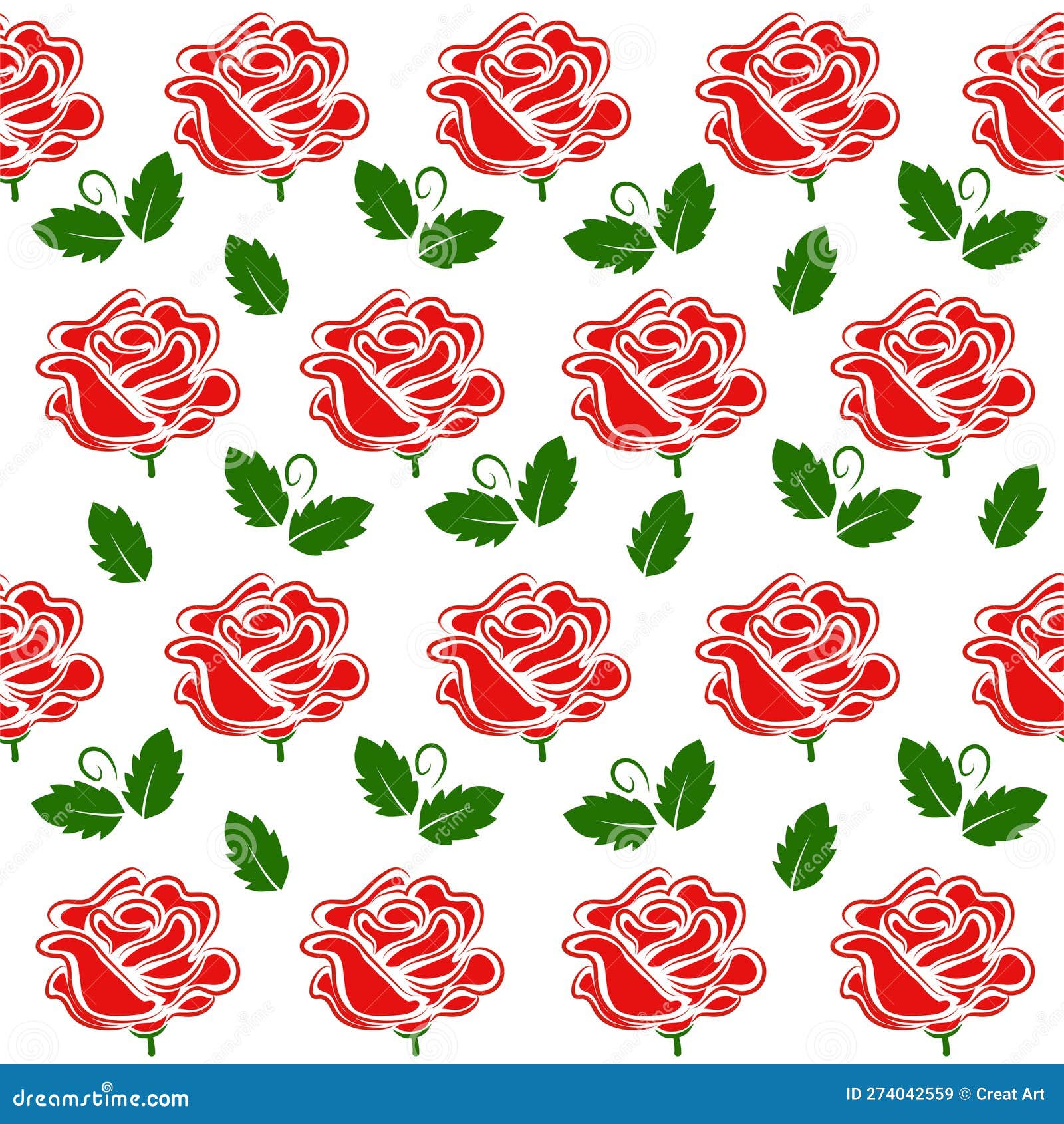 Red Rose Seamless Pattern Vector Background Stock Vector - Illustration ...