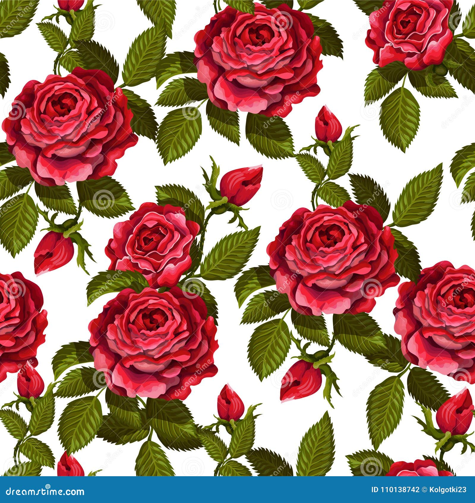 Red Rose Seamless Pattern for Your Design. Vector Illustration. Stock ...