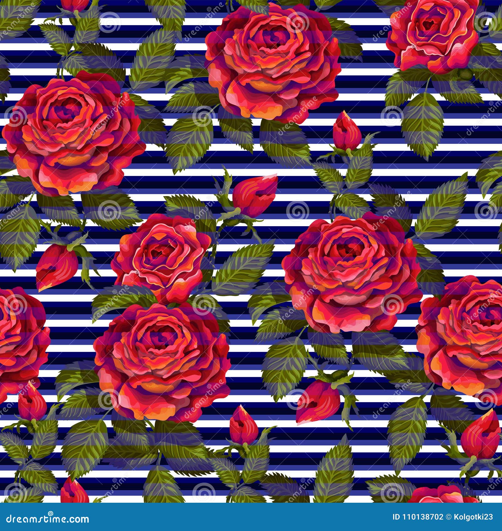 Red Rose Seamless Pattern for Your Design. Vector Illustration. Stock ...