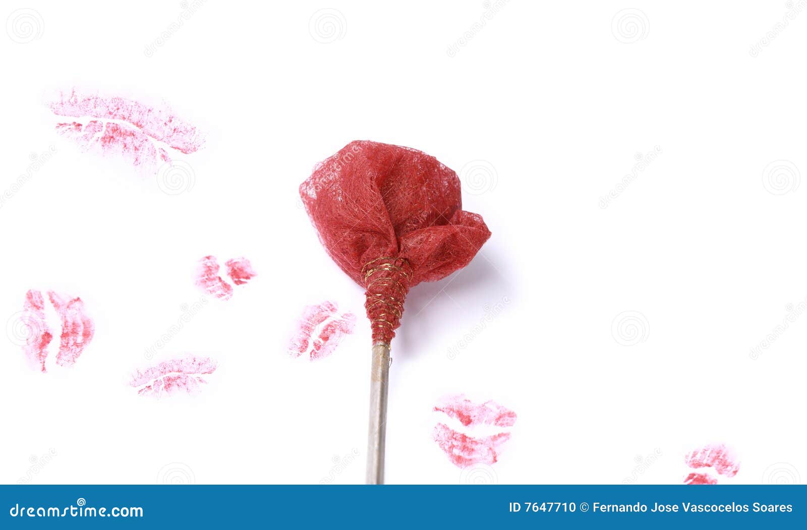 Red Rose with Several Lipstick Kisses Stock Photo - Image of kiss ...