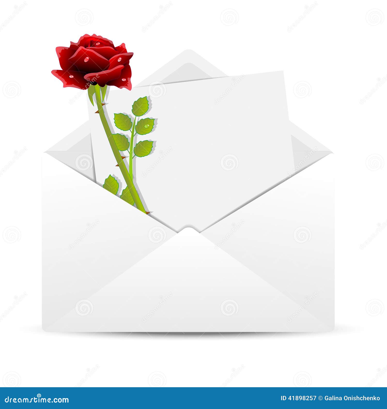 Red Rose and Sheet of Paper in an Envelope Stock Vector - Illustration ...