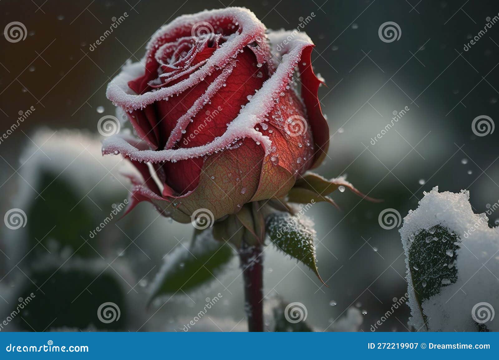 Red Rose with Snow Over it. Generative AI Stock Illustration ...