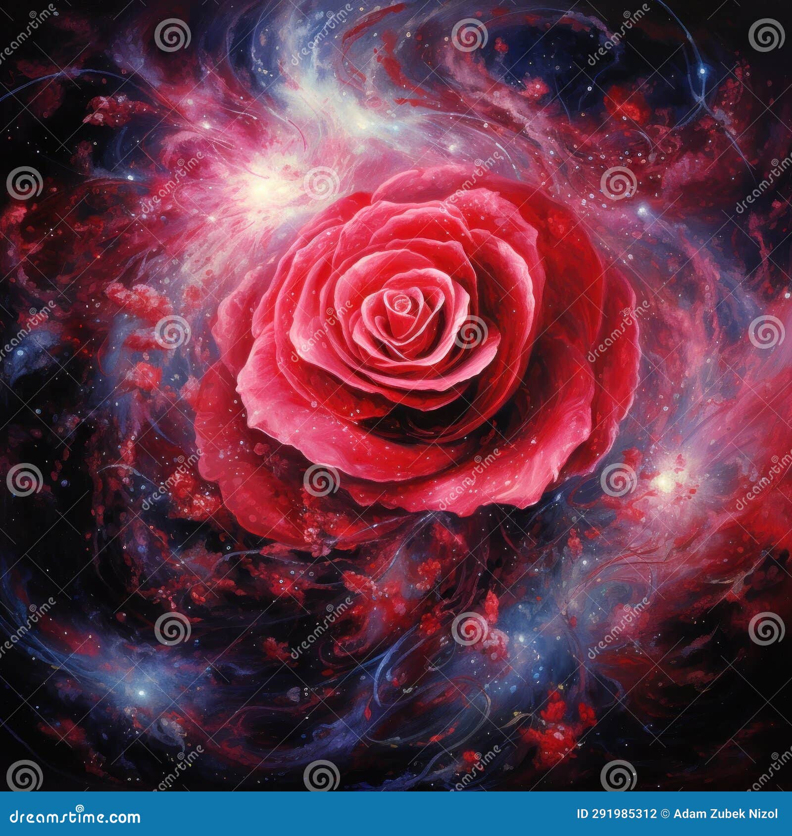 A red rose in space stock illustration. Illustration of floral - 291985312