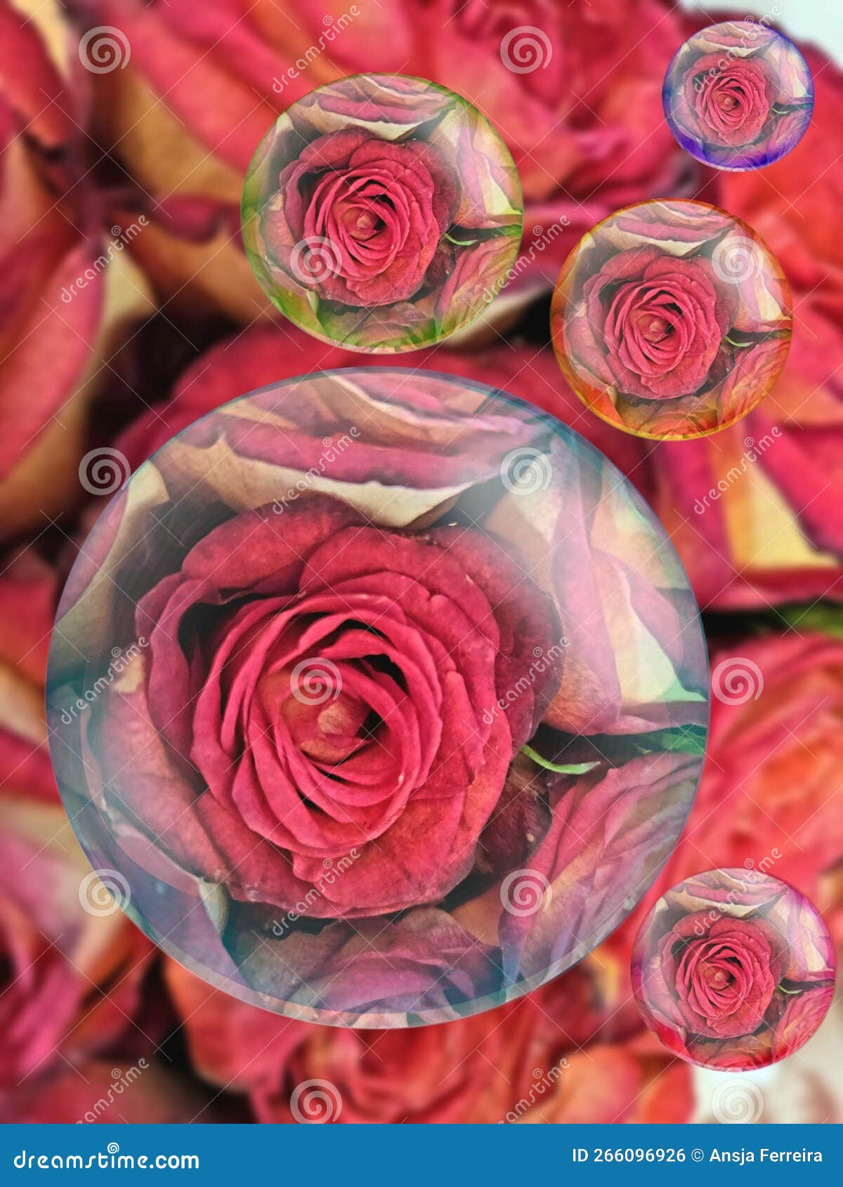 RED ROSE SPHERES stock photo. Image of plant, bubbles - 266096926