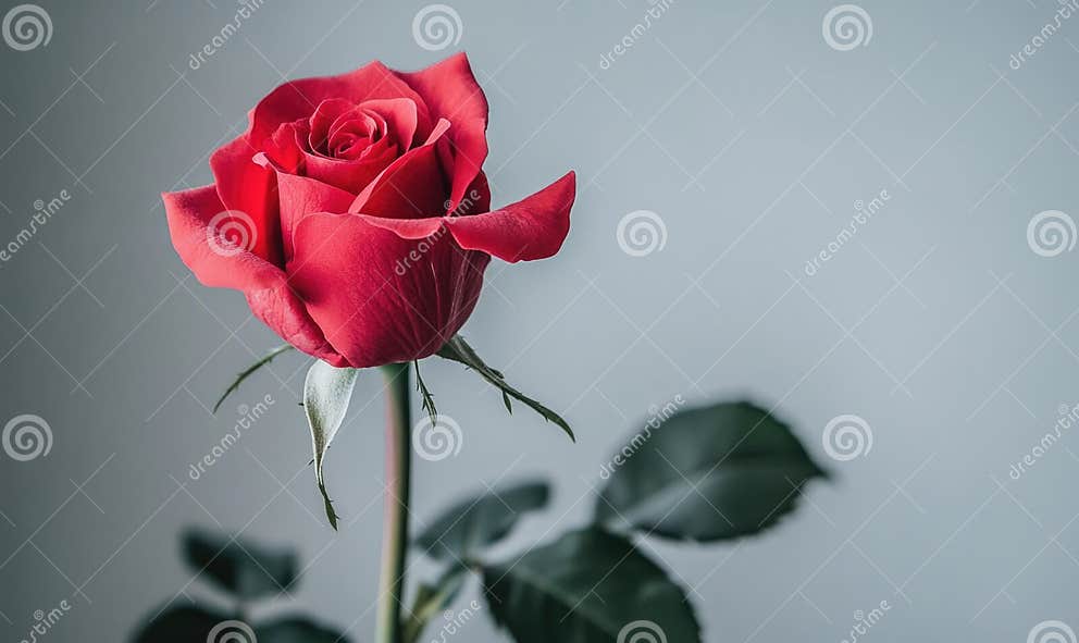 A Red Rose is Standing Alone in a Vase Stock Photo - Image of alone ...