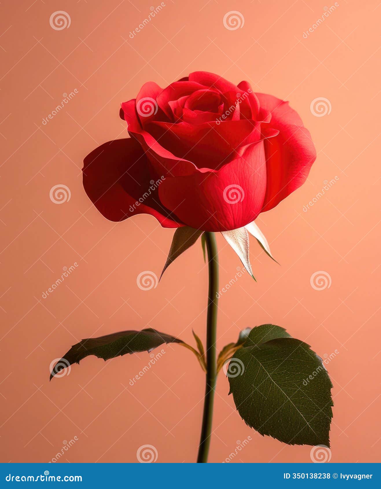 A Red Rose is Standing Upright on a Surface Stock Photo - Image of ...
