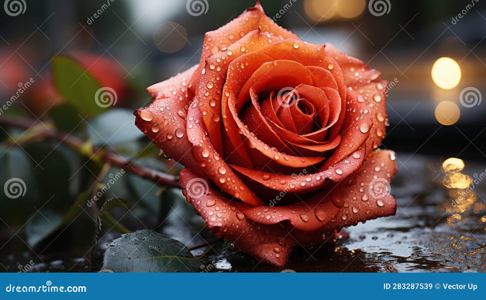 A Red Rose on a Surface. Generative AI. Stock Illustration ...