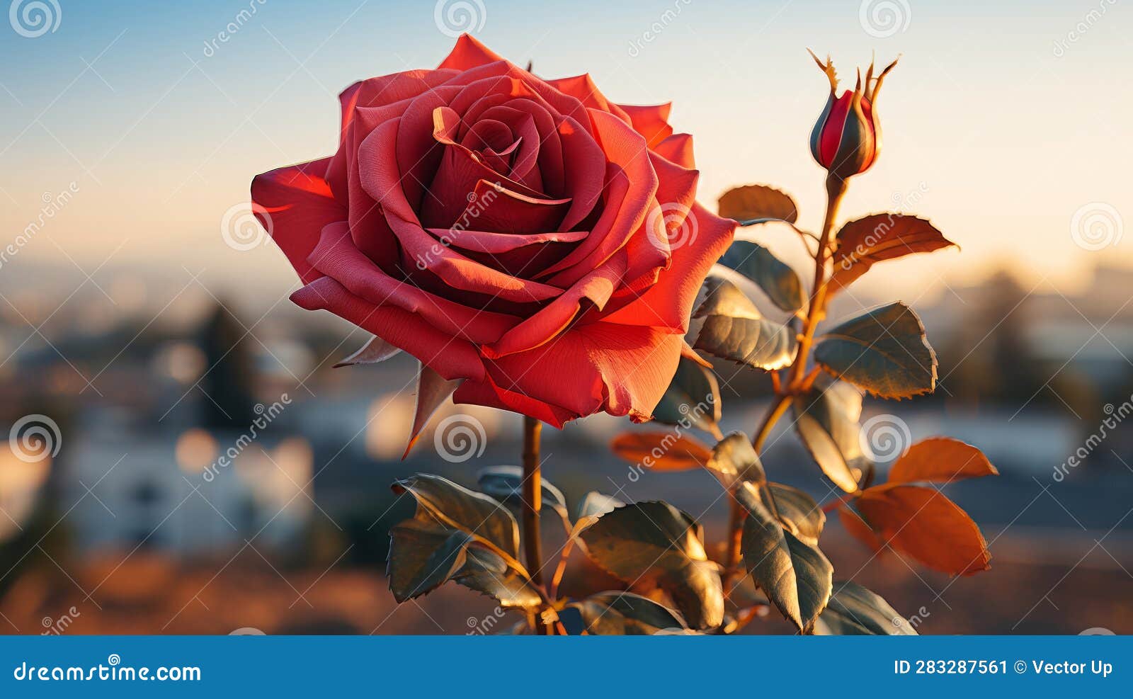A Red Rose on a Surface. Generative AI. Stock Illustration ...