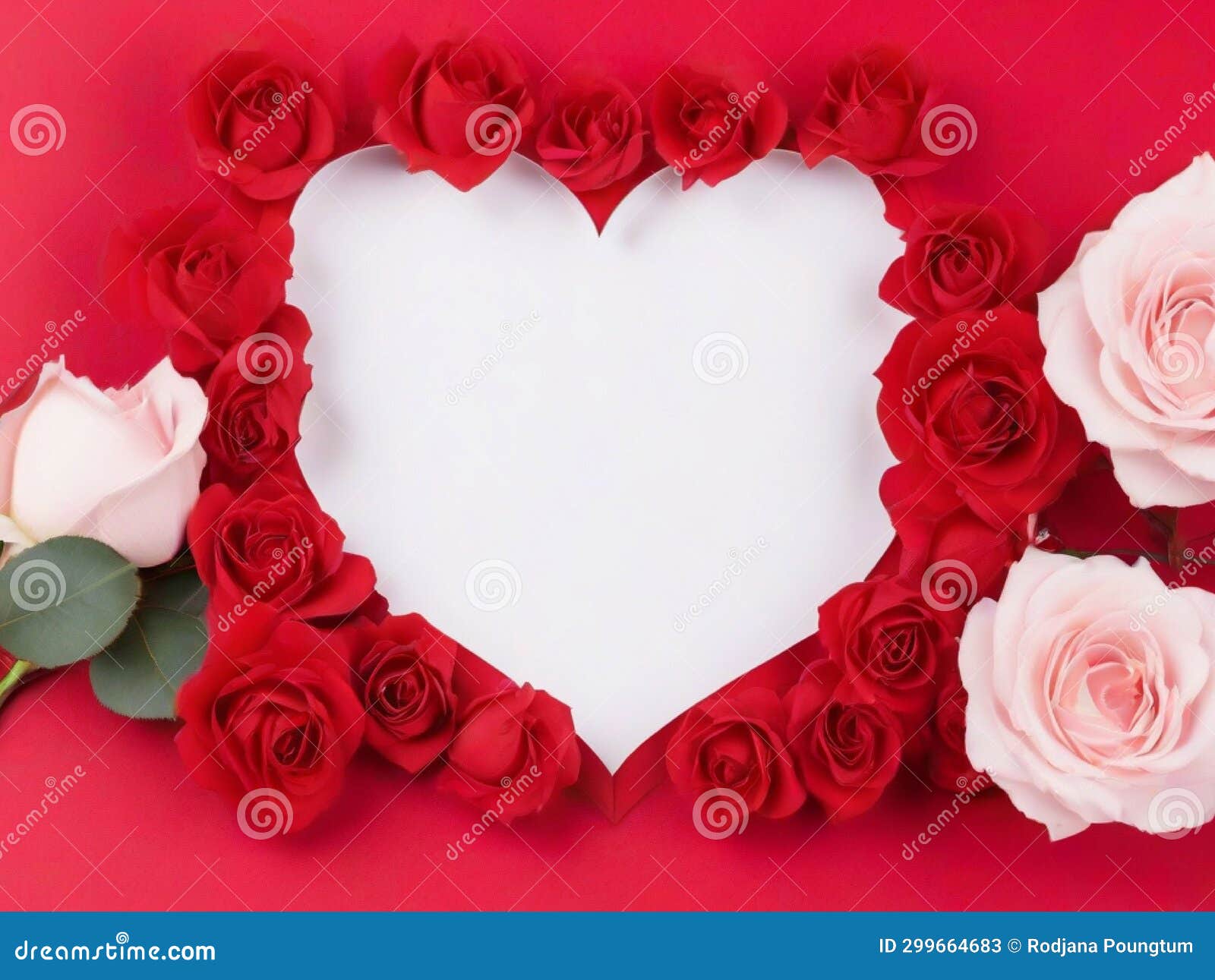 Red Rose Template There Is A White Frame On A Pink Background Royalty ...