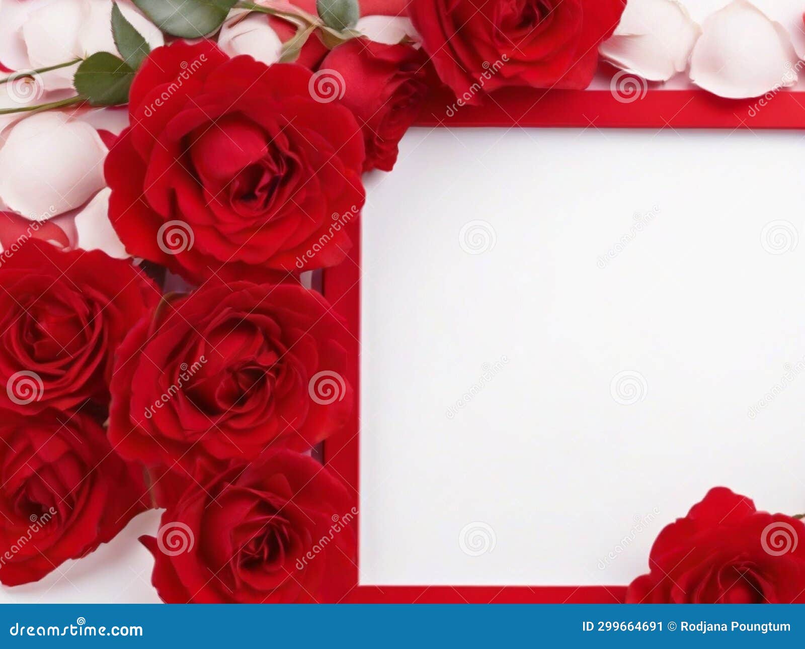 Red Rose Template There Is A White Frame On A Pink Background Royalty ...