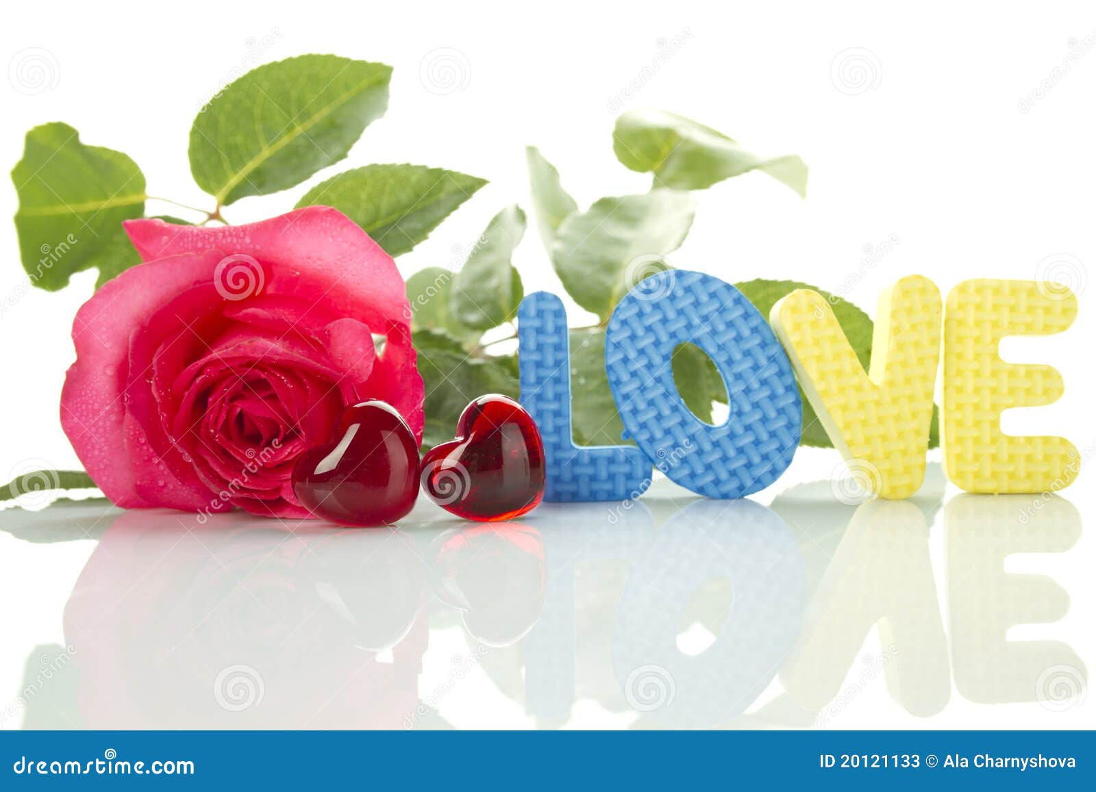 Red Rose and the Text of LOVE Stock Image - Image of object, background ...