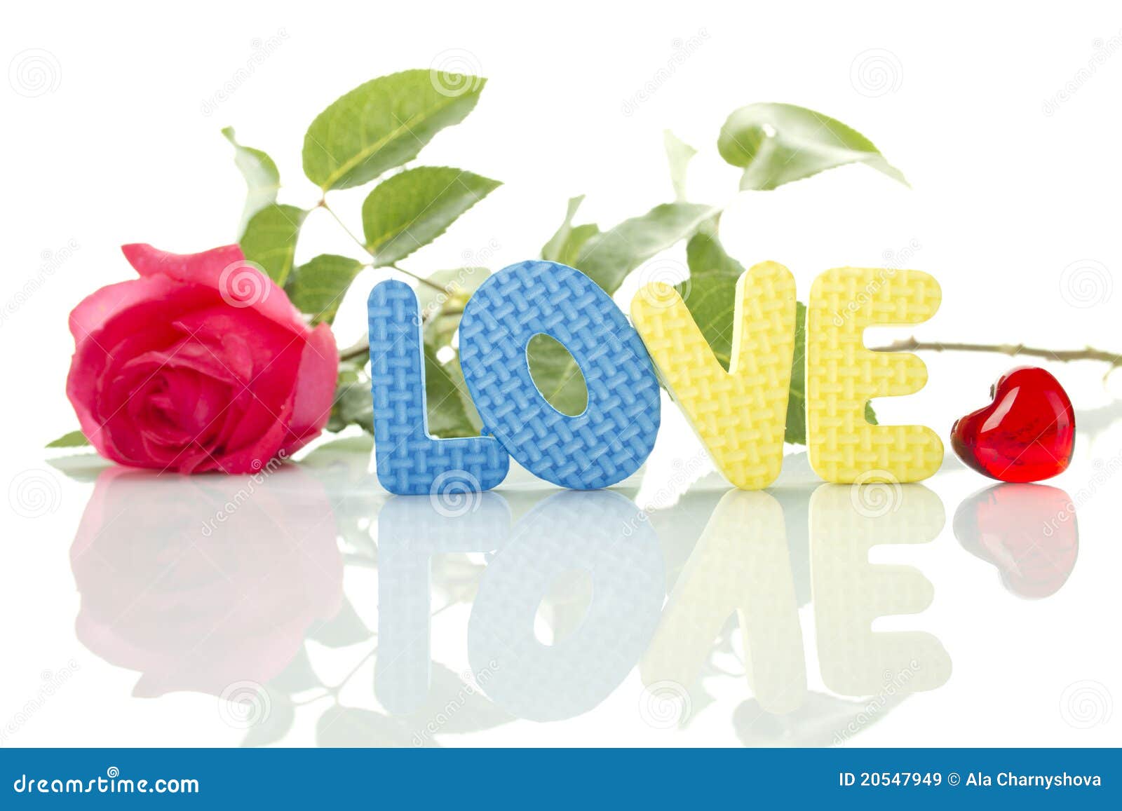 Red Rose And The Text Of LOVE Stock Image - Image of green, card: 20547949