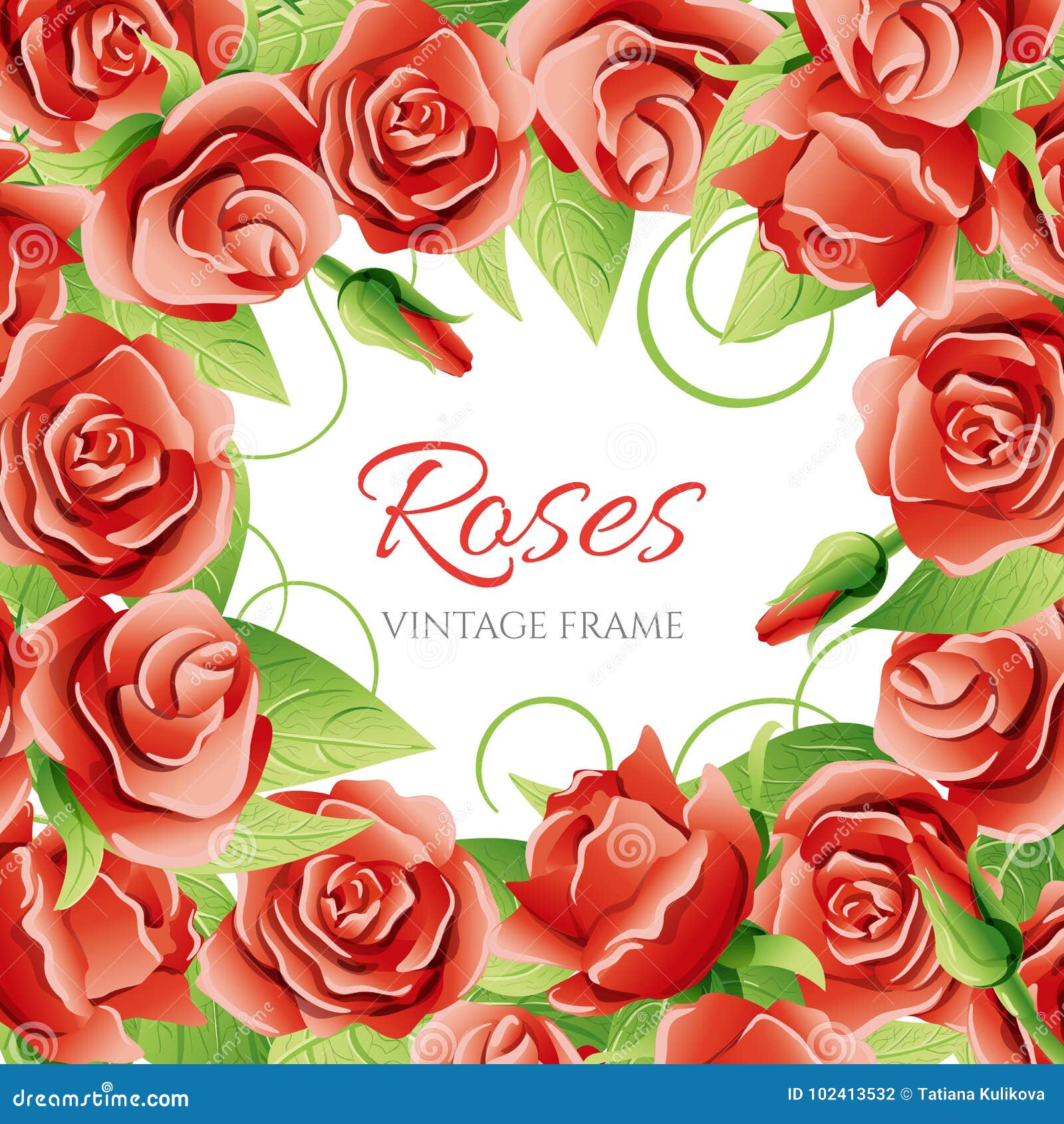 Red Rose Vector Illustration Frame Stock Vector - Illustration of ...