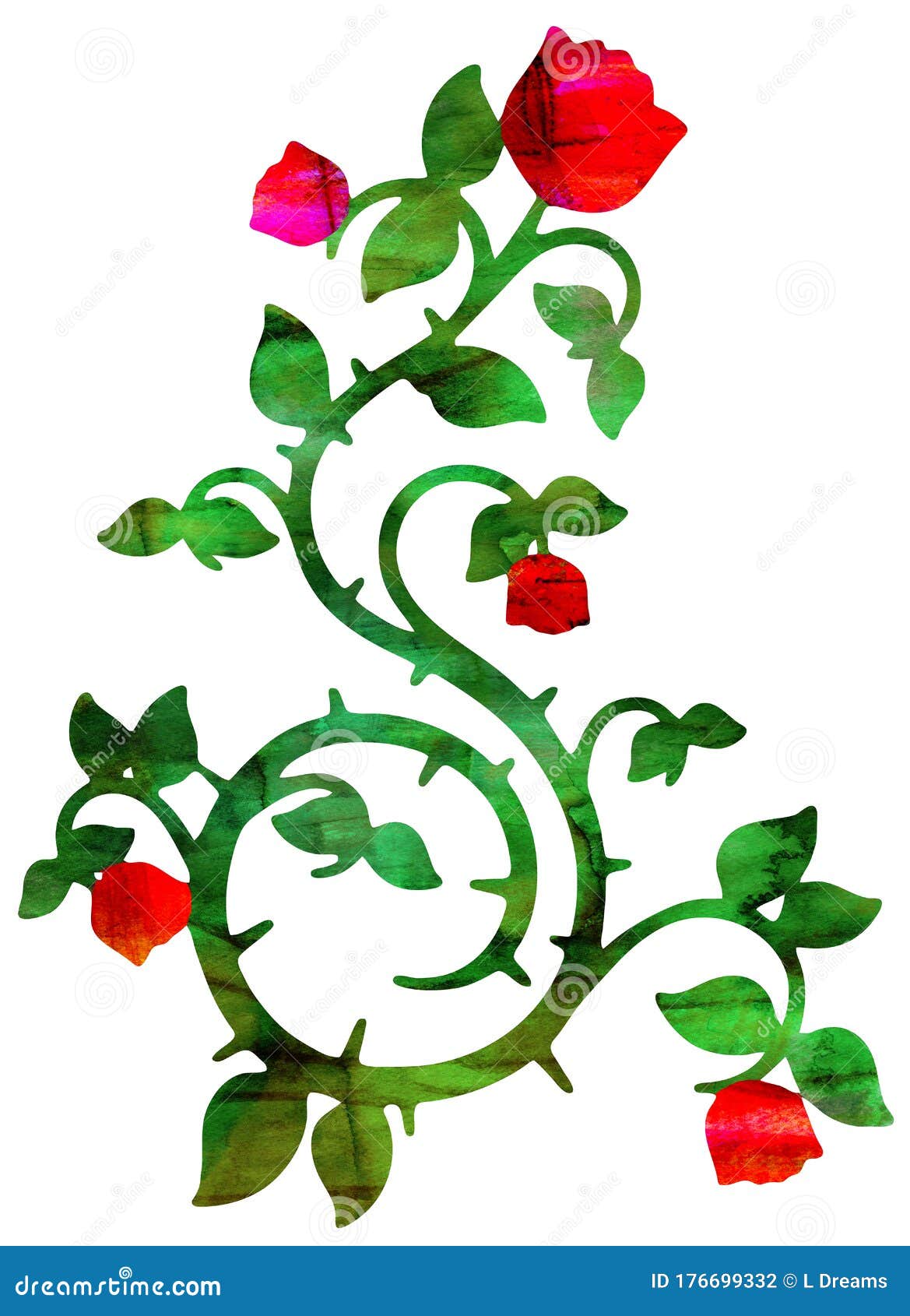 Red Rose Vine Illustration stock illustration. Illustration of roses ...
