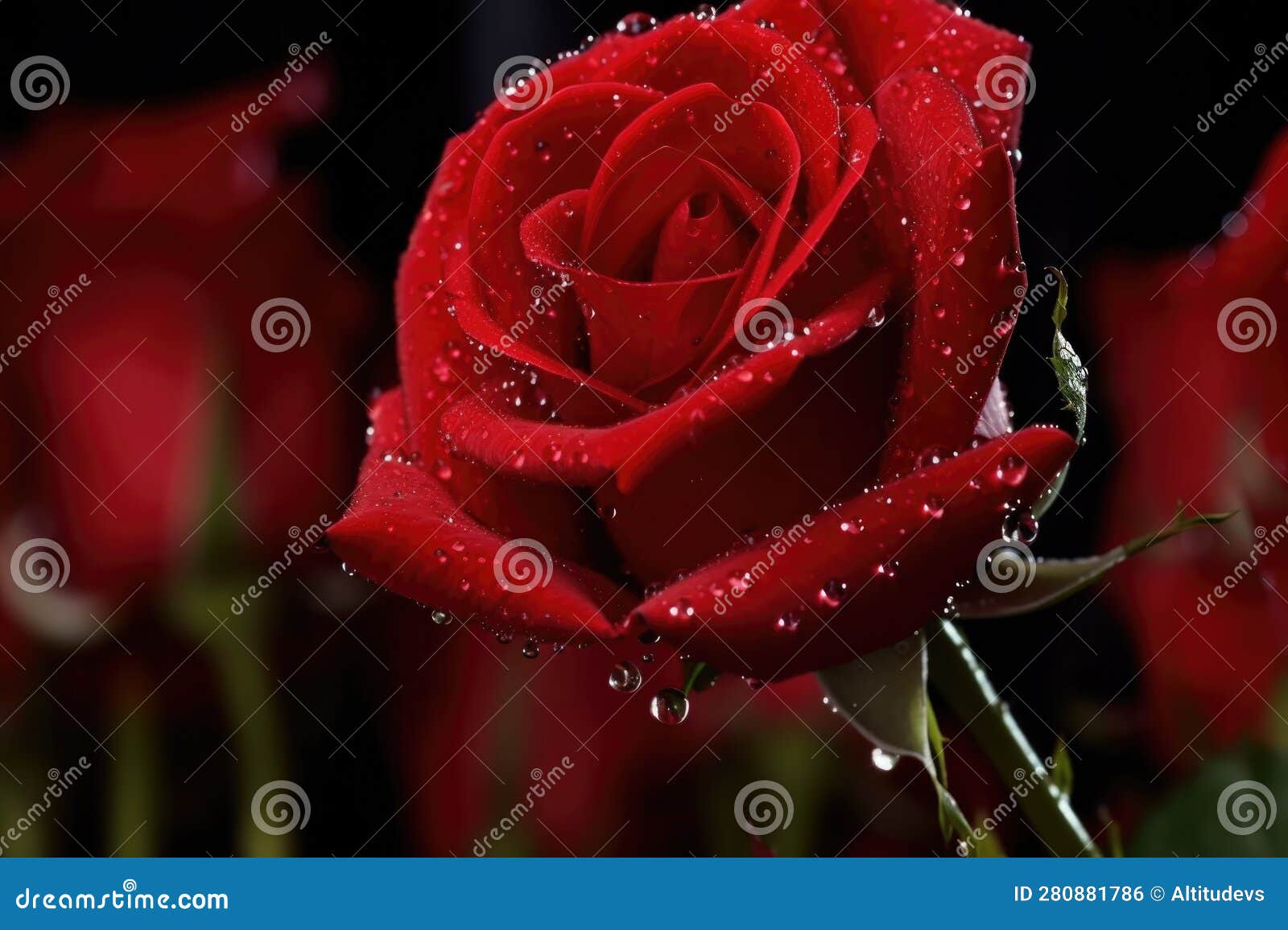 Red Rose Waterfall, with Droplets of Water Falling from Petals Stock ...