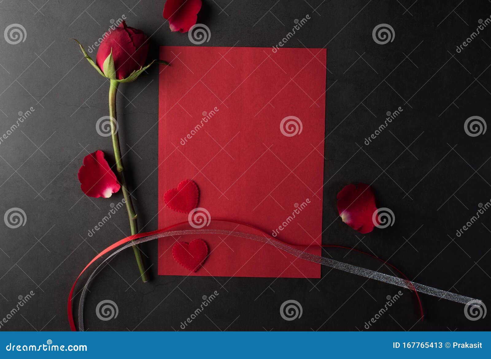 Red Rose with white card stock image. Image of love - 167765413