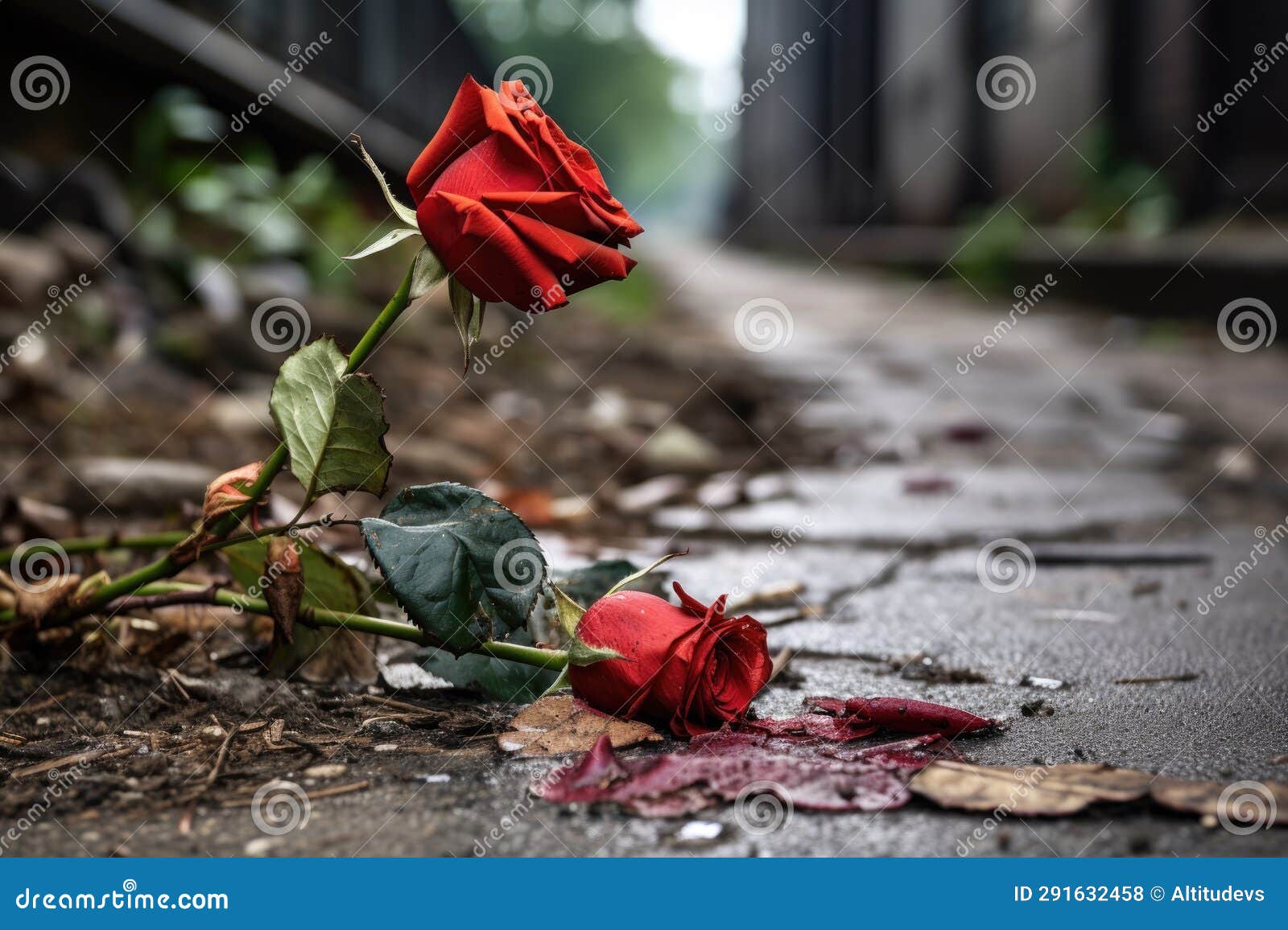 A Red Rose Wilting on a Garden Path Stock Photo - Image of flower ...