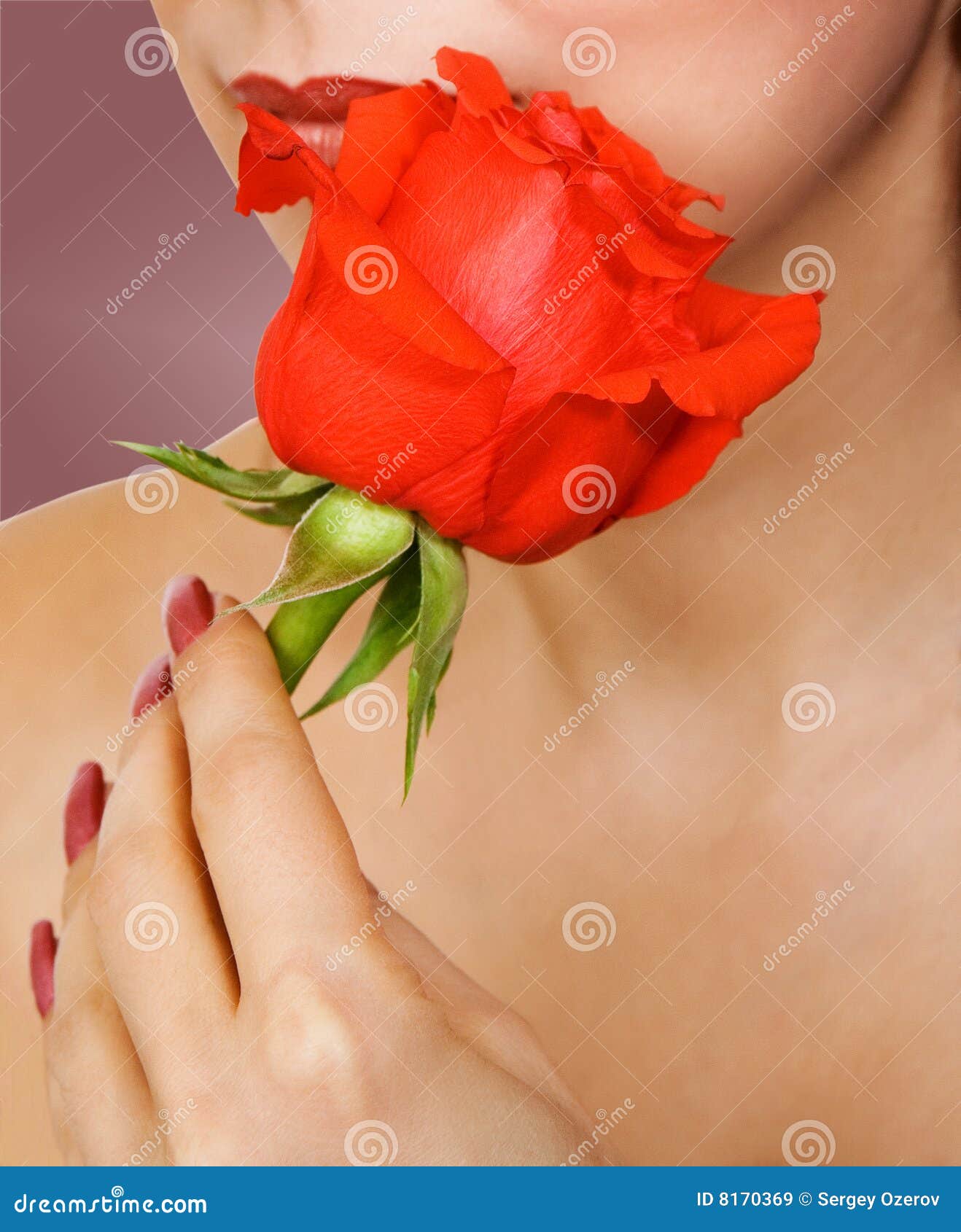 Red rose and the woman stock image. Image of bright, expression - 8170369