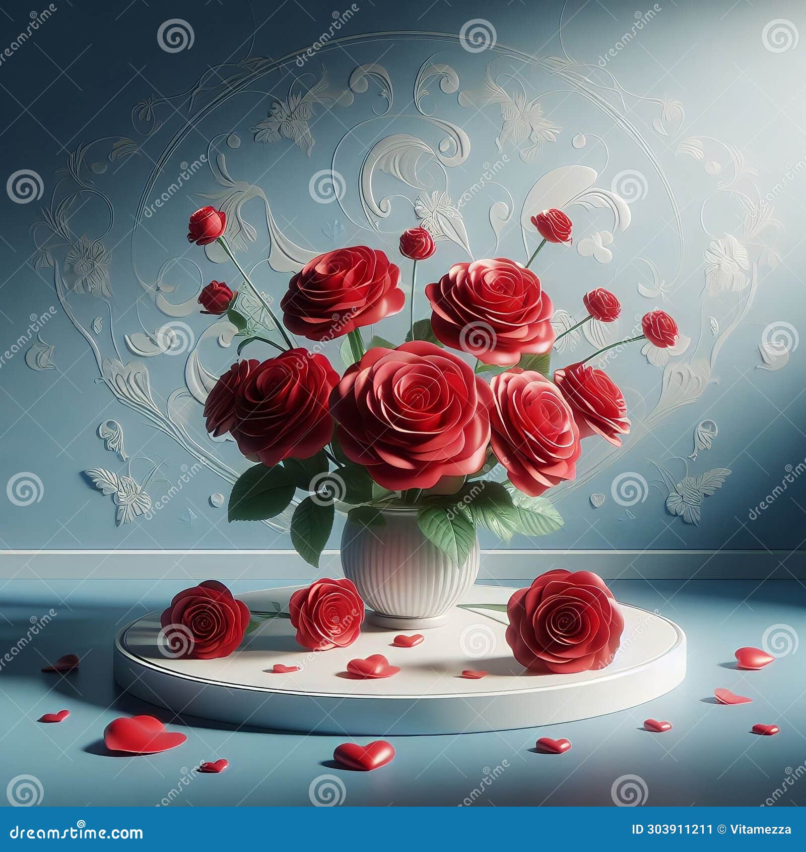 Red roses on a circle stock illustration. Illustration of rose - 303911211