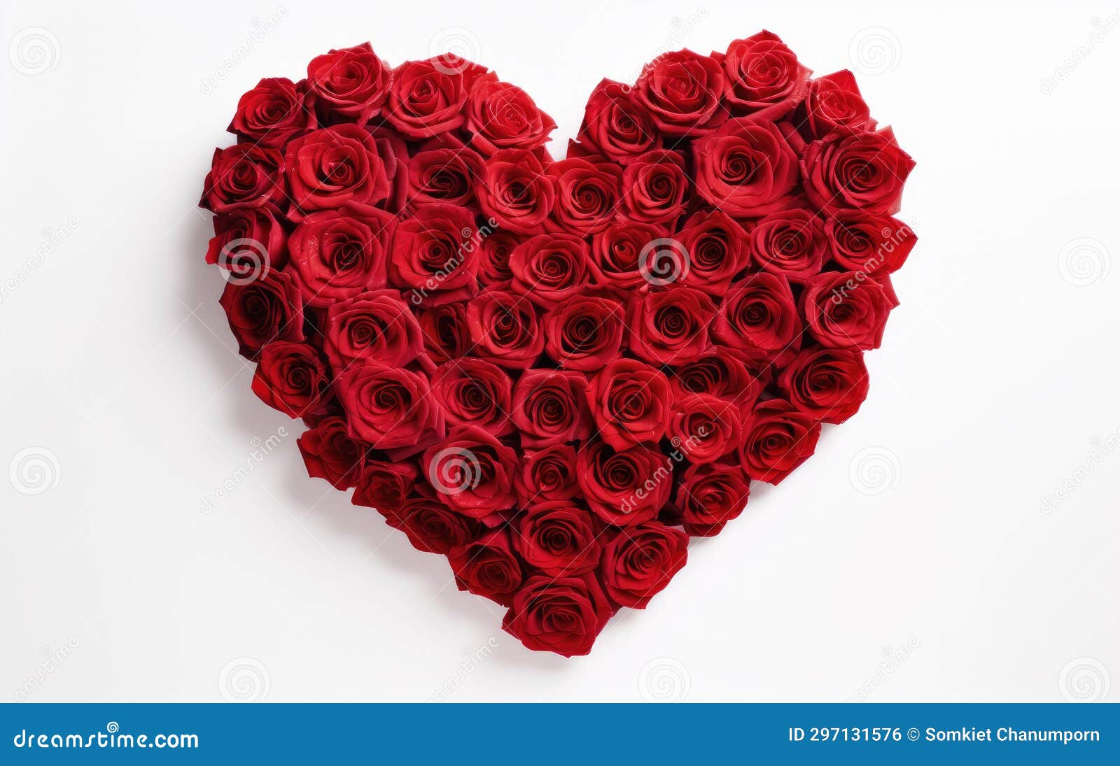 Red Roses Arranged in a Heart Shape on White Isolated Background Stock ...