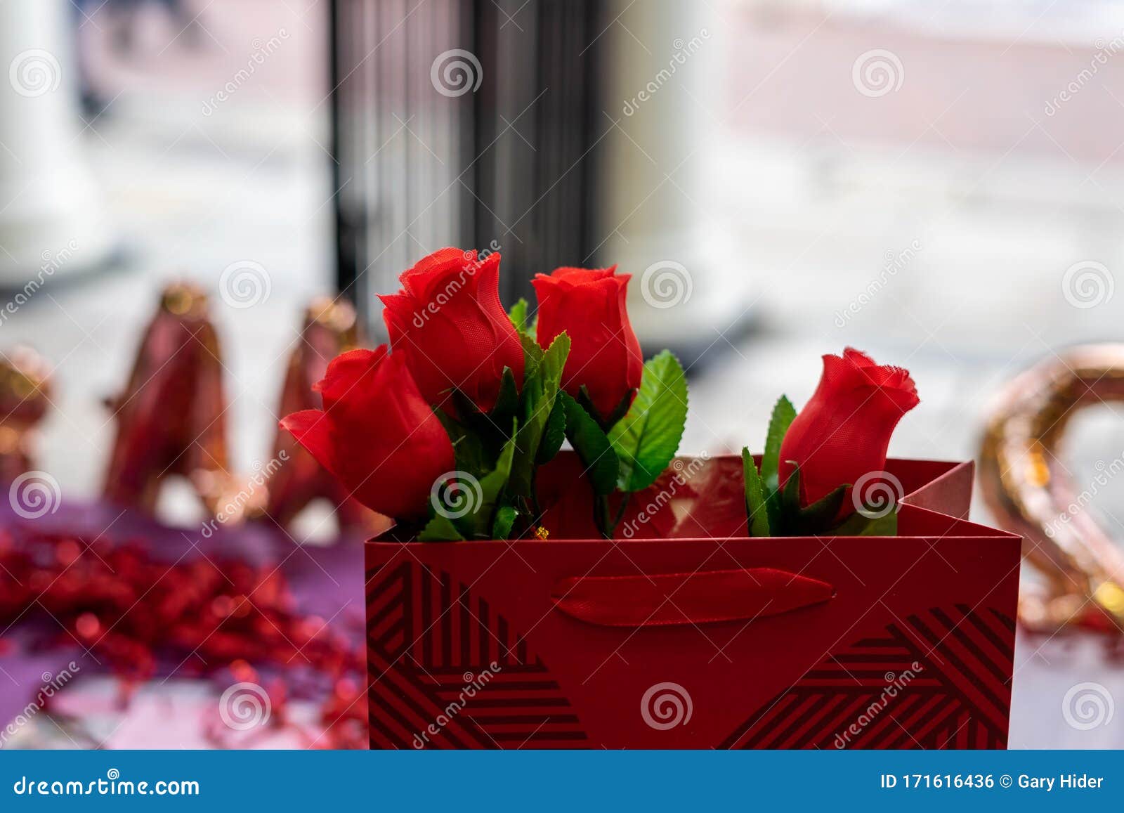 Red Roses in a Red Bag Ready for Valentines Days Stock Photo - Image of ...