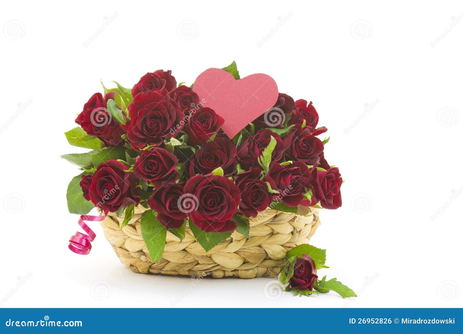 Red roses in a basket stock photo. Image of copy, lovely - 26952826