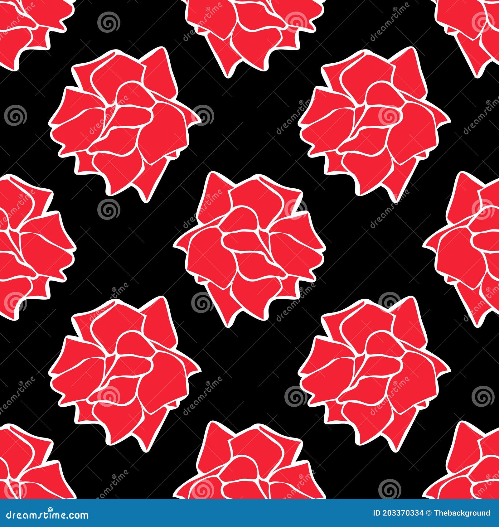 Red Roses on Black Background. Seamless Wallpaper, Pattern with Red ...
