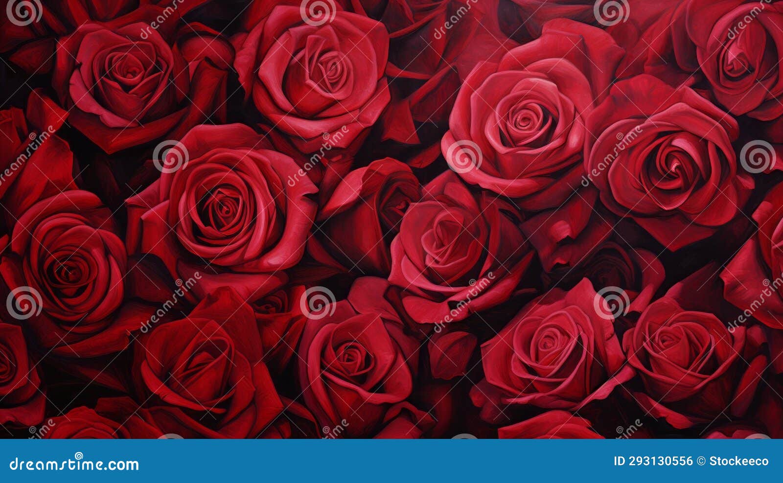Impressionistic Bed of Roses: a Romantic and Dramatic Masterpiece Stock ...