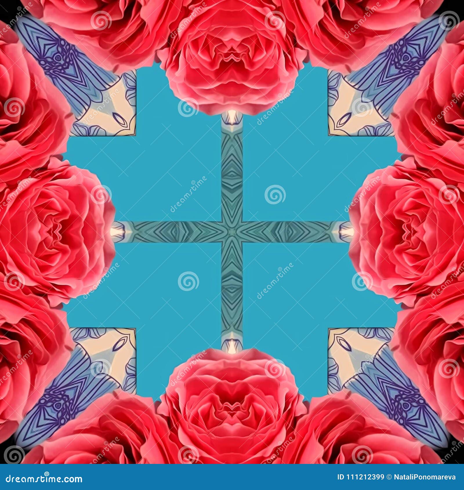 Red Roses on a Blue Background Stock Illustration - Illustration of ...